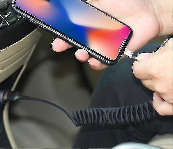 Car Data Cable, Spring Retractable Charging Cable Suitable For Iphone ...