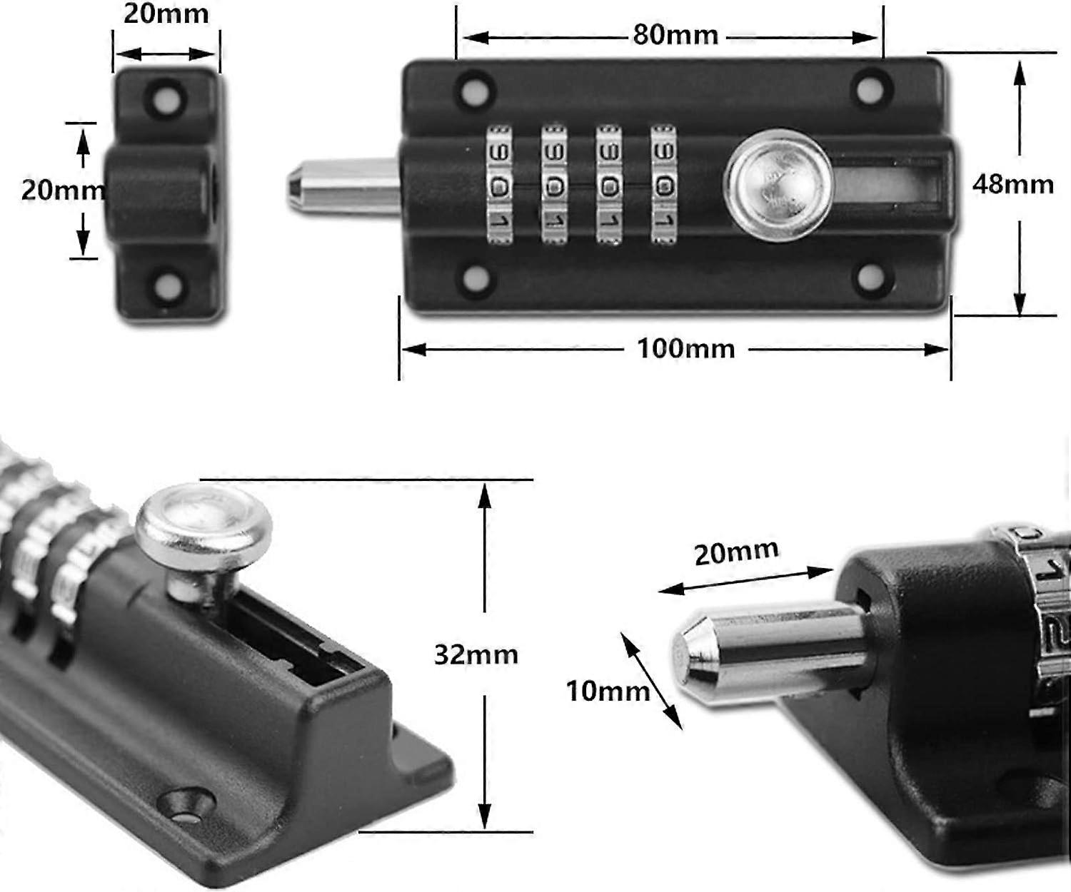 Combination Locking Bolt, 4 Digit Slide Door Bolt Code Lock, Zinc Alloy ...