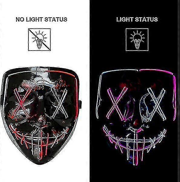 Led Purge Mask Light Up Scary Mask For Cosplay Costume | Fruugo UK