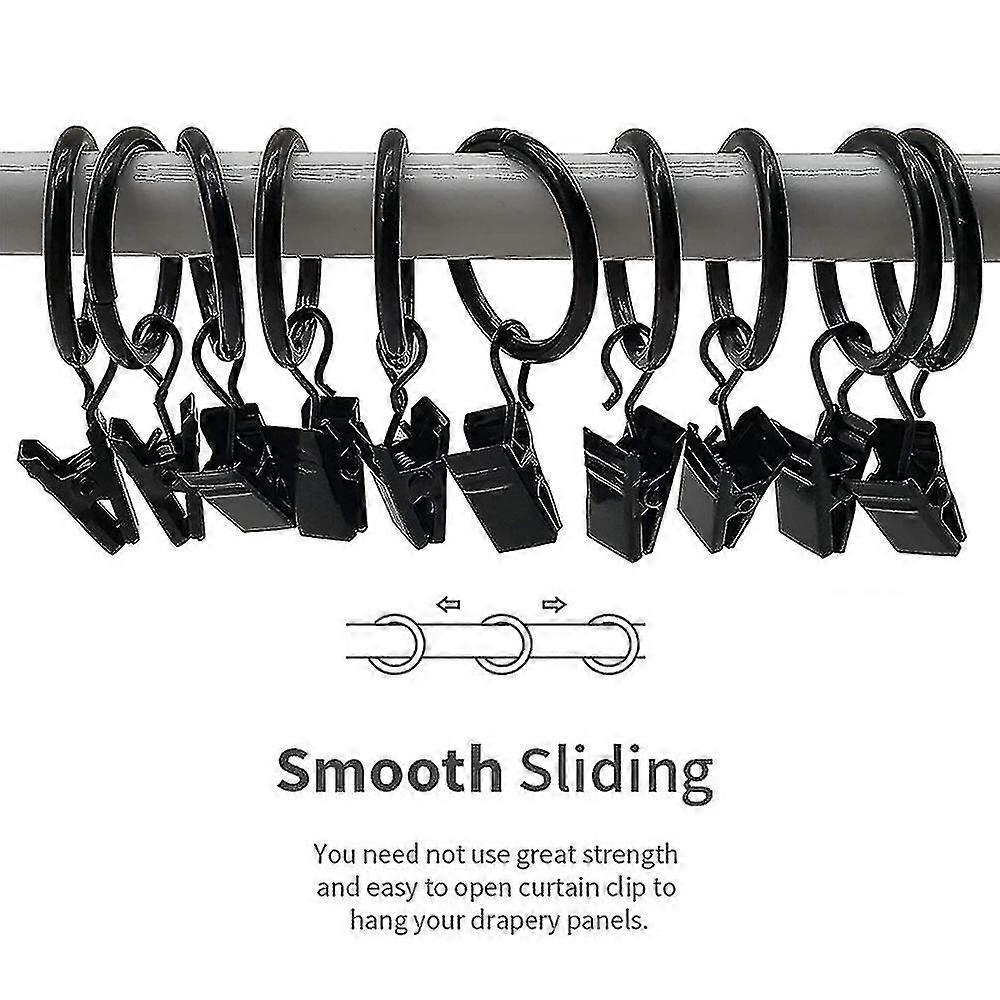 30 Pcs Curtain Rings With Clips, Strong Drapery Clips Hooks On Tension ...
