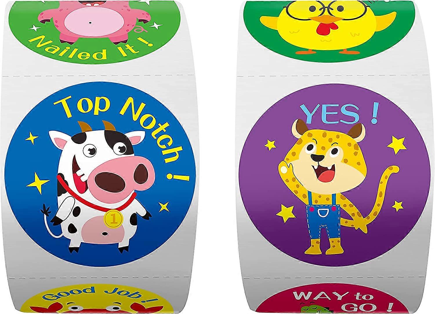 Cute Round Animals Encouragement Stickers Teacher Rewards Motivational ...