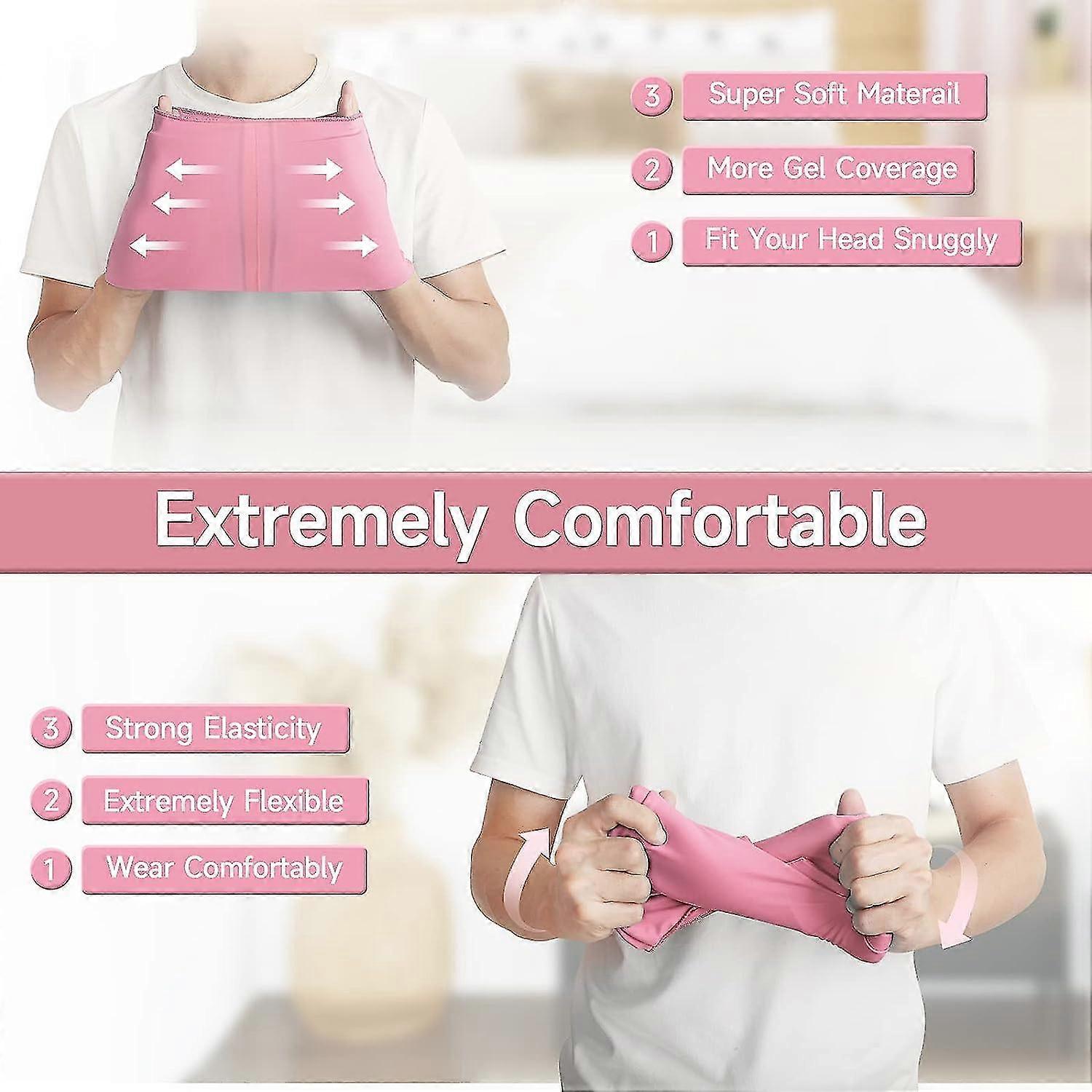 Migraine Ice Head Wrap With Gel Top Coverage, Headache Relief Hat For ...