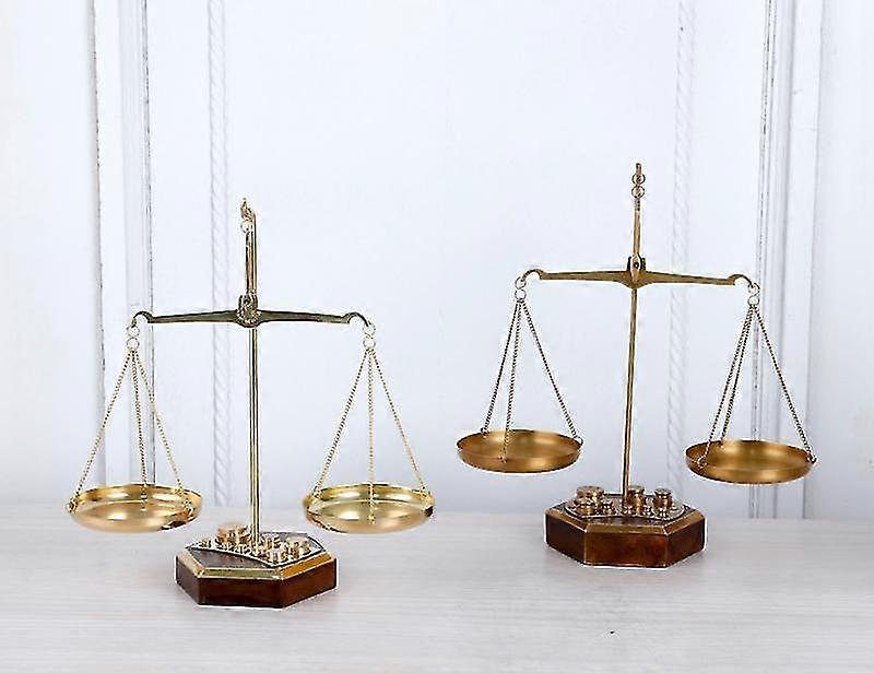 Handmade Lacquerware Retro Brass Balance Craft Scale Solid Wood Base ...