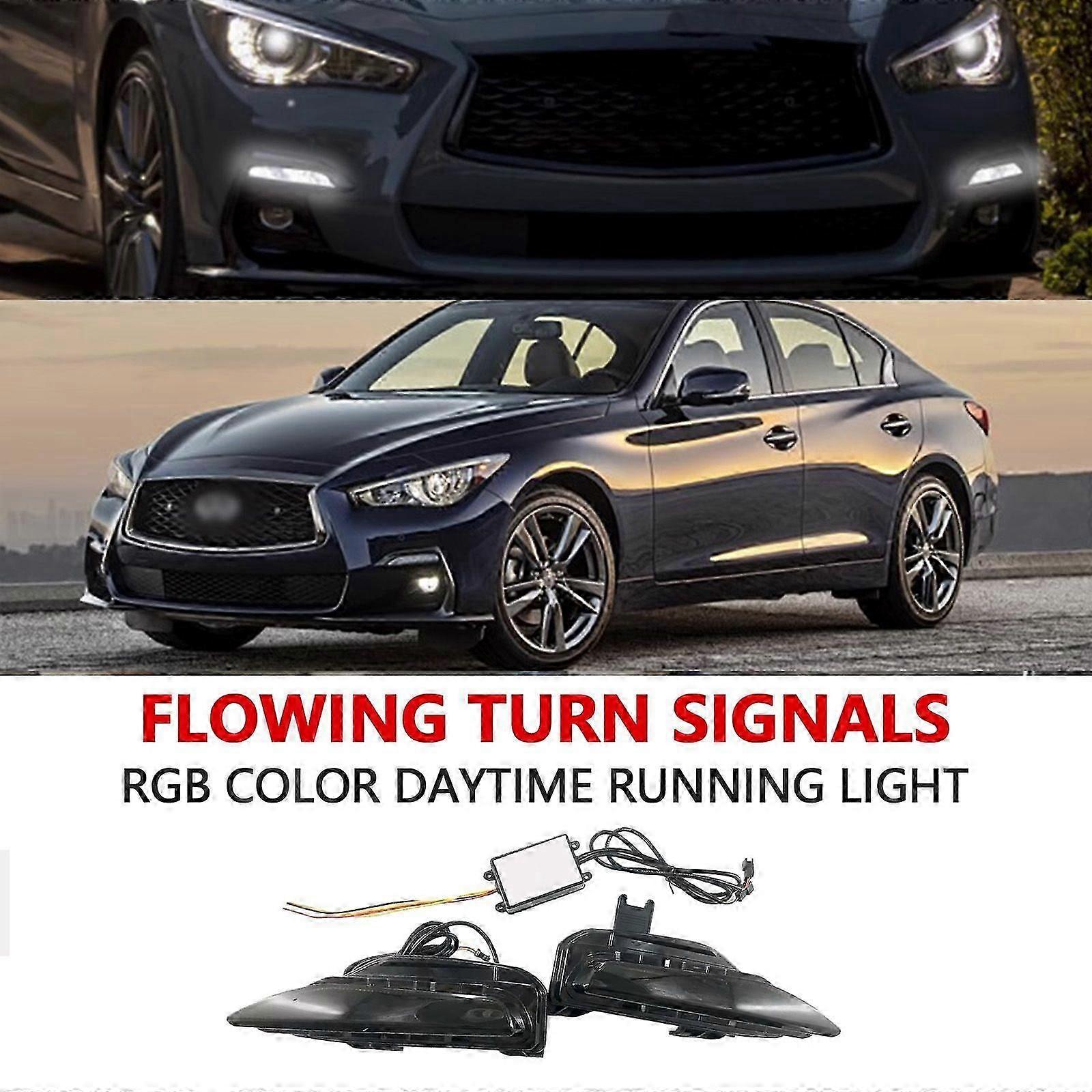 Exquisite RGB Smoked LED Sequential Signal Fog Lights For Infiniti Q50 ...