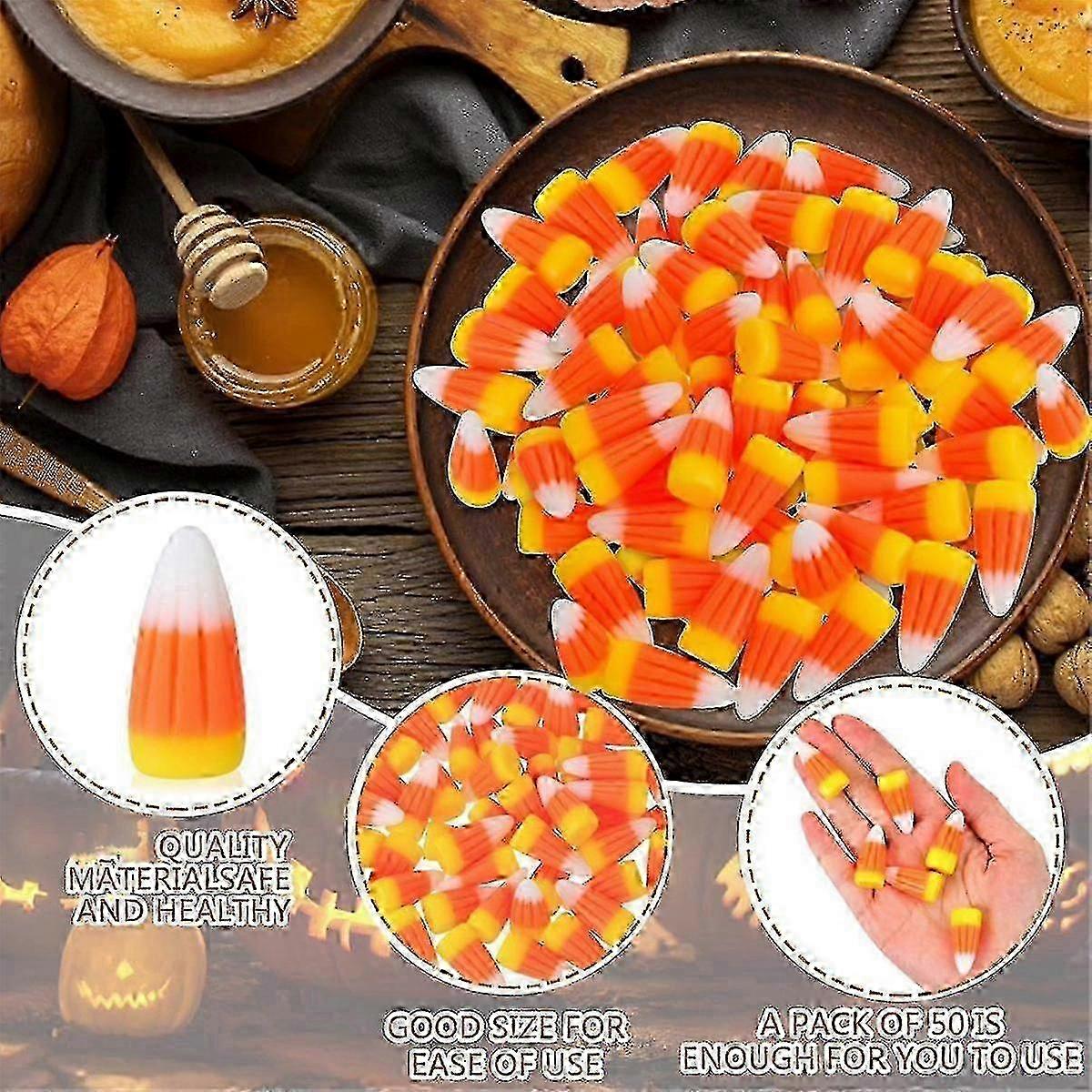 50Pcs Halloween Resin Candy Corn Artificial 3D Candy Corn Bead Fall ...