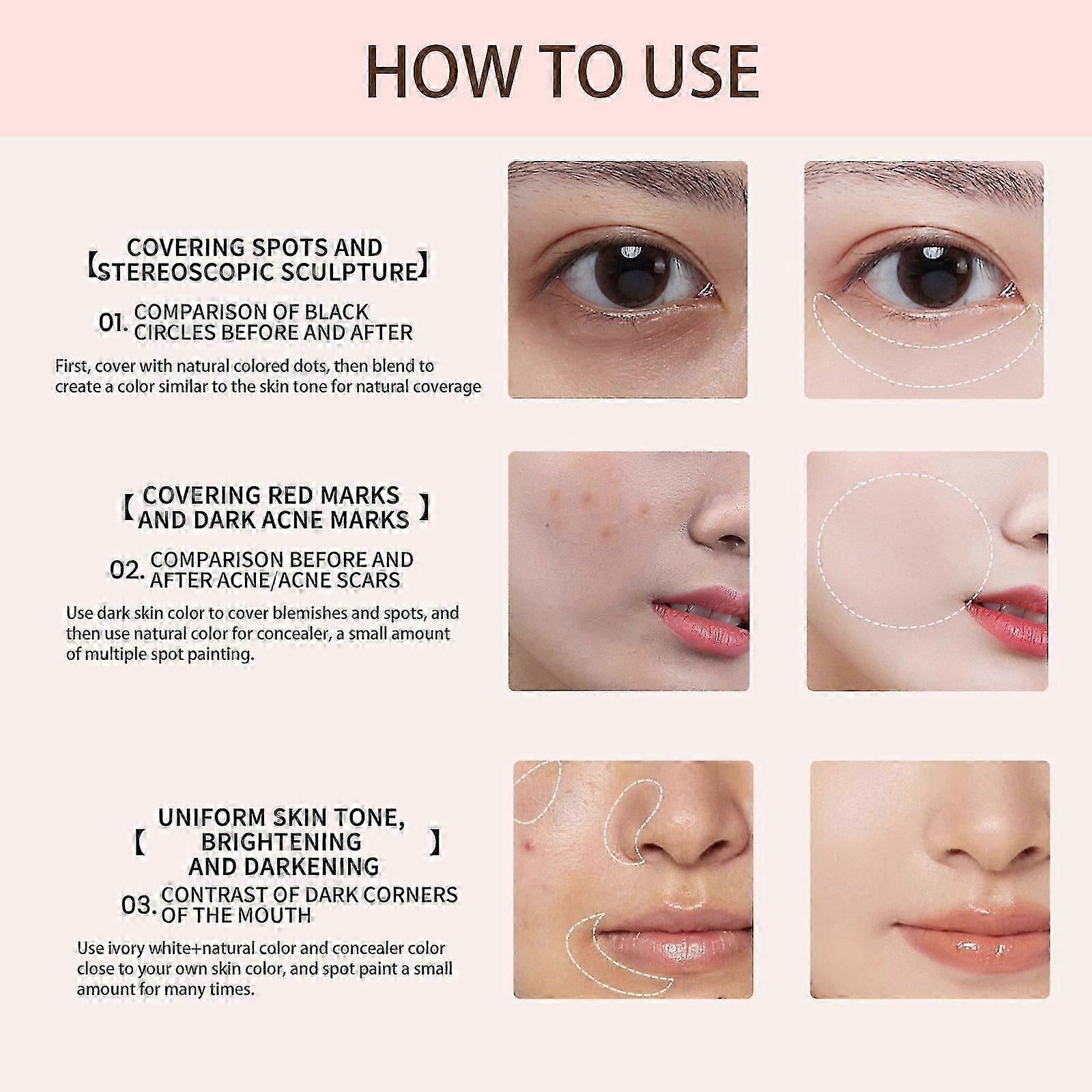 Waterproof Three-Color Concealer for Scars, Spots & Dark Circles ...