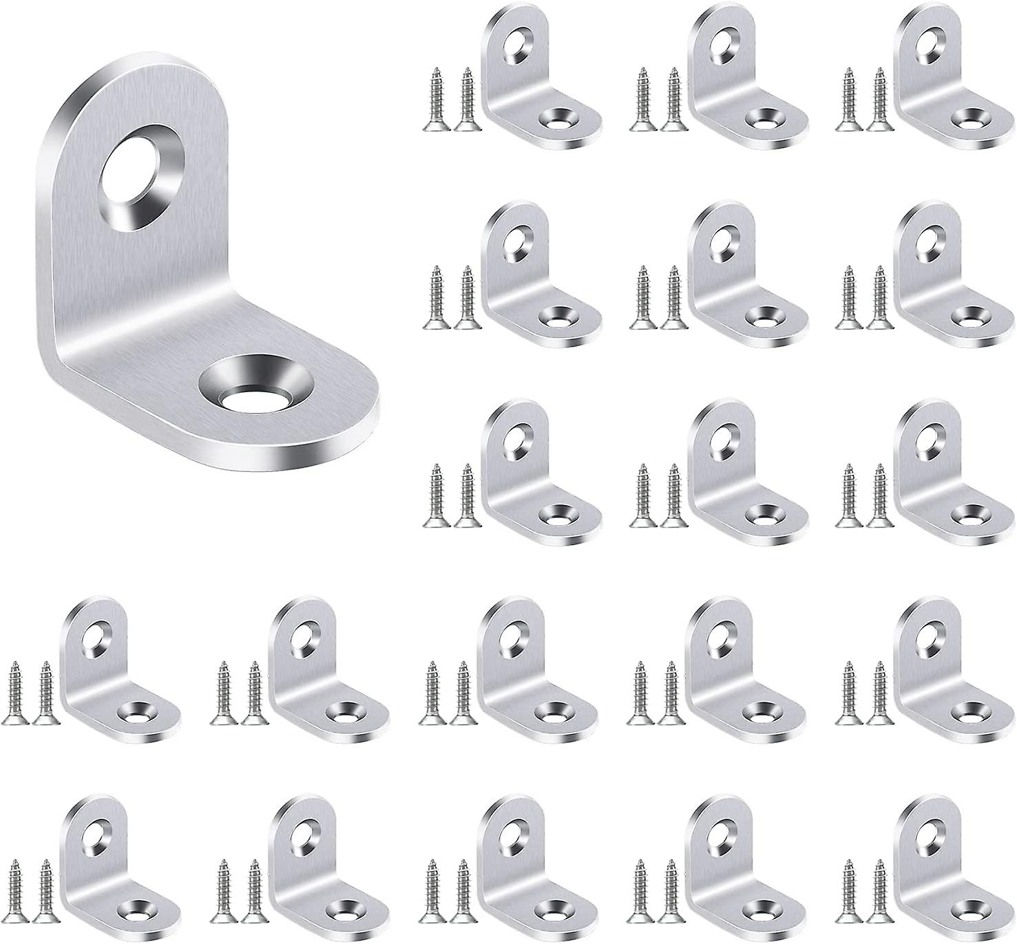 20 Pcs 20x20mm Right Angle Bracket, Stainless Steel Angle Bracket 90 ...