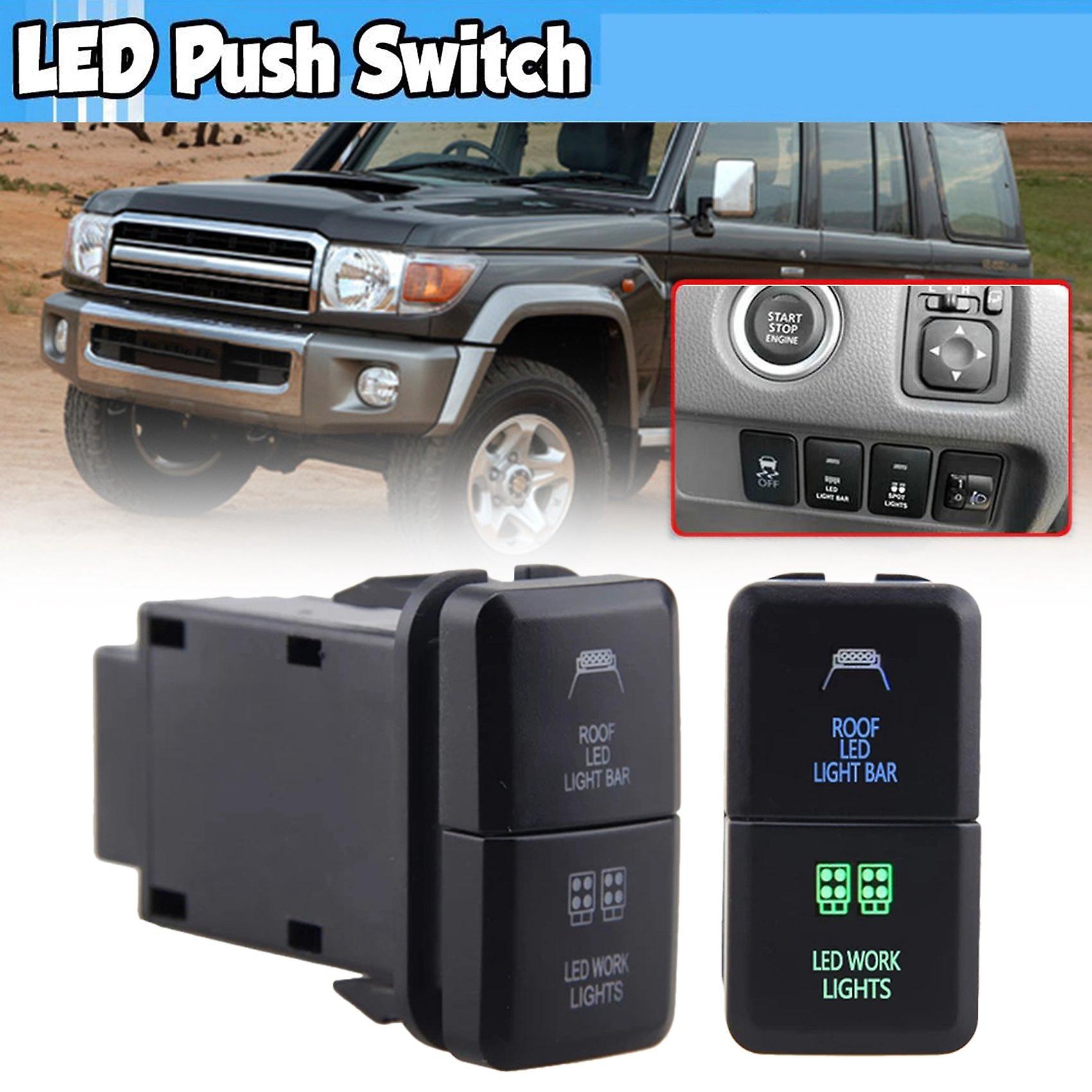 12V Car Dual LED Light Bar Blue/Green On-Off Push Switch Button for ...