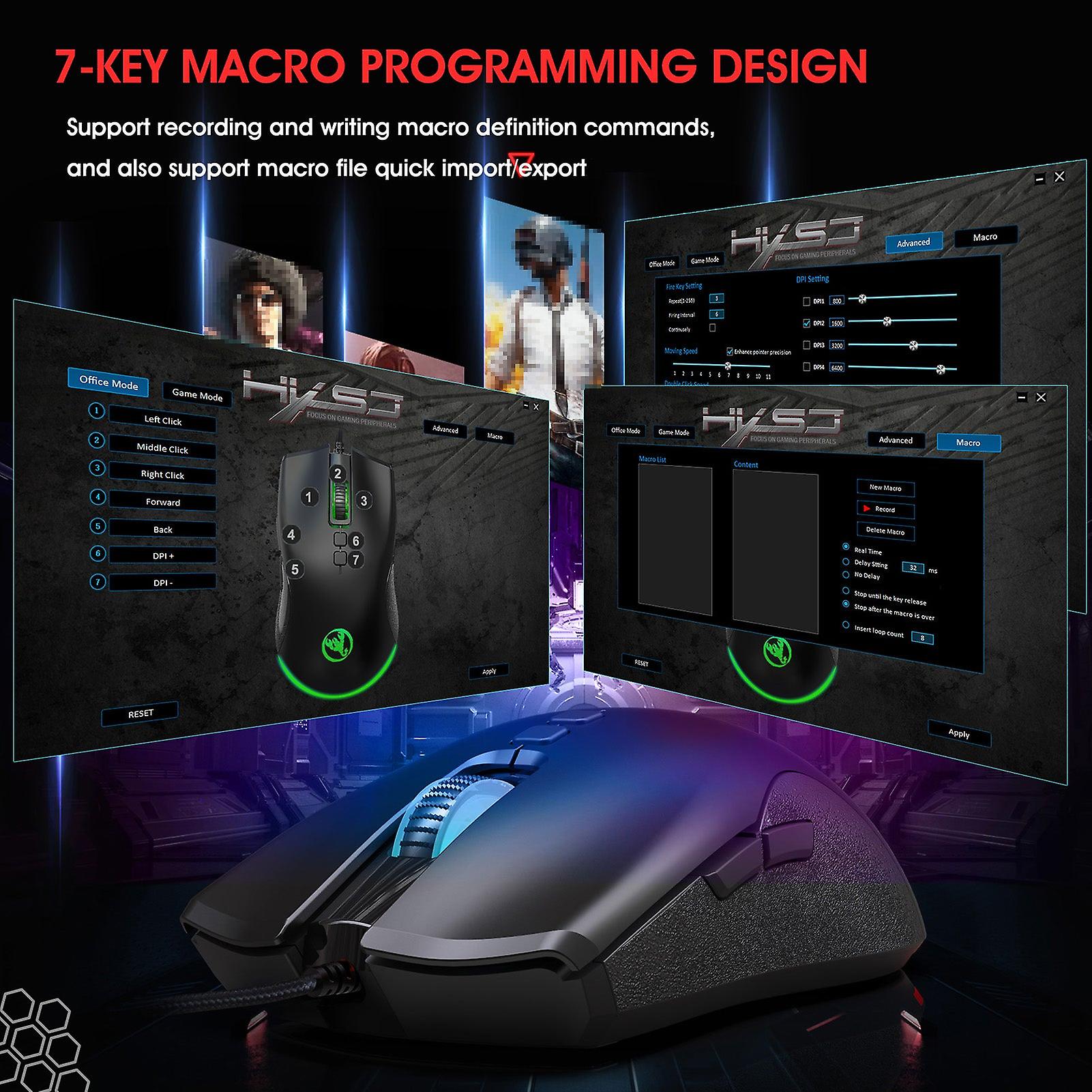 Hxsj A883 Wired Gaming Mouse 7-key Programmable Gaming Mouse 4-gear Adjustable Dpi Usb Plug And ...