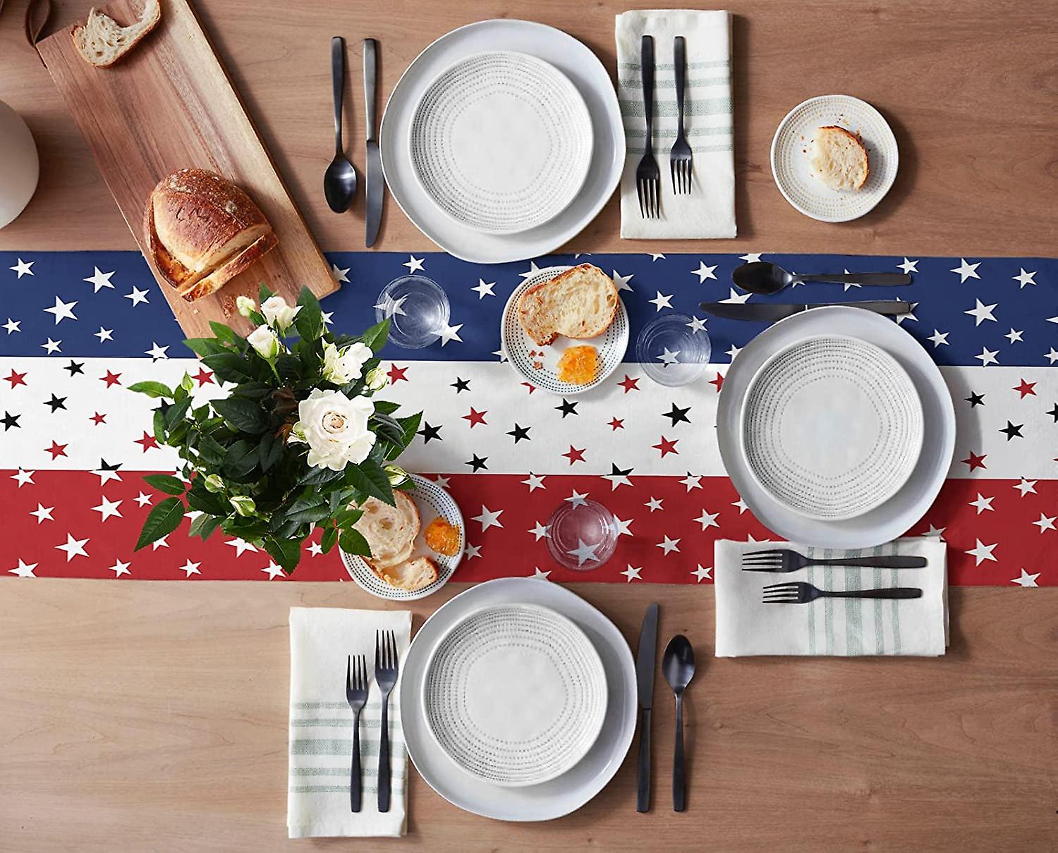 Independence Day Table Runner With Cotton Linen Blend,july 4th Red ...