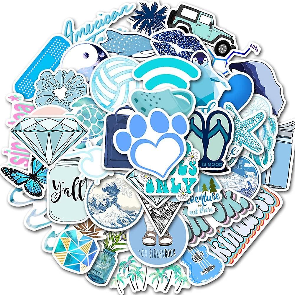 Girl's Blue Aesthetic Stickers, Cute Stickers for Hydroflask Laptop ...