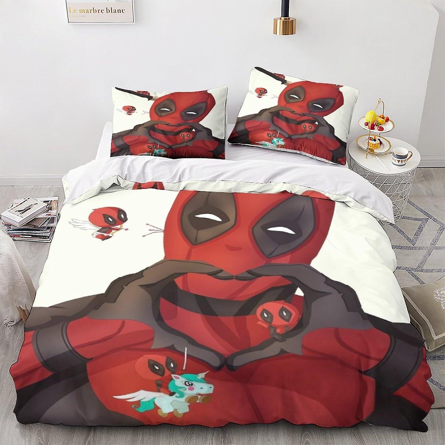 BARDYS Deadpool 3D Printed Duvet Cover Set Soft Microfiber Superhero ...