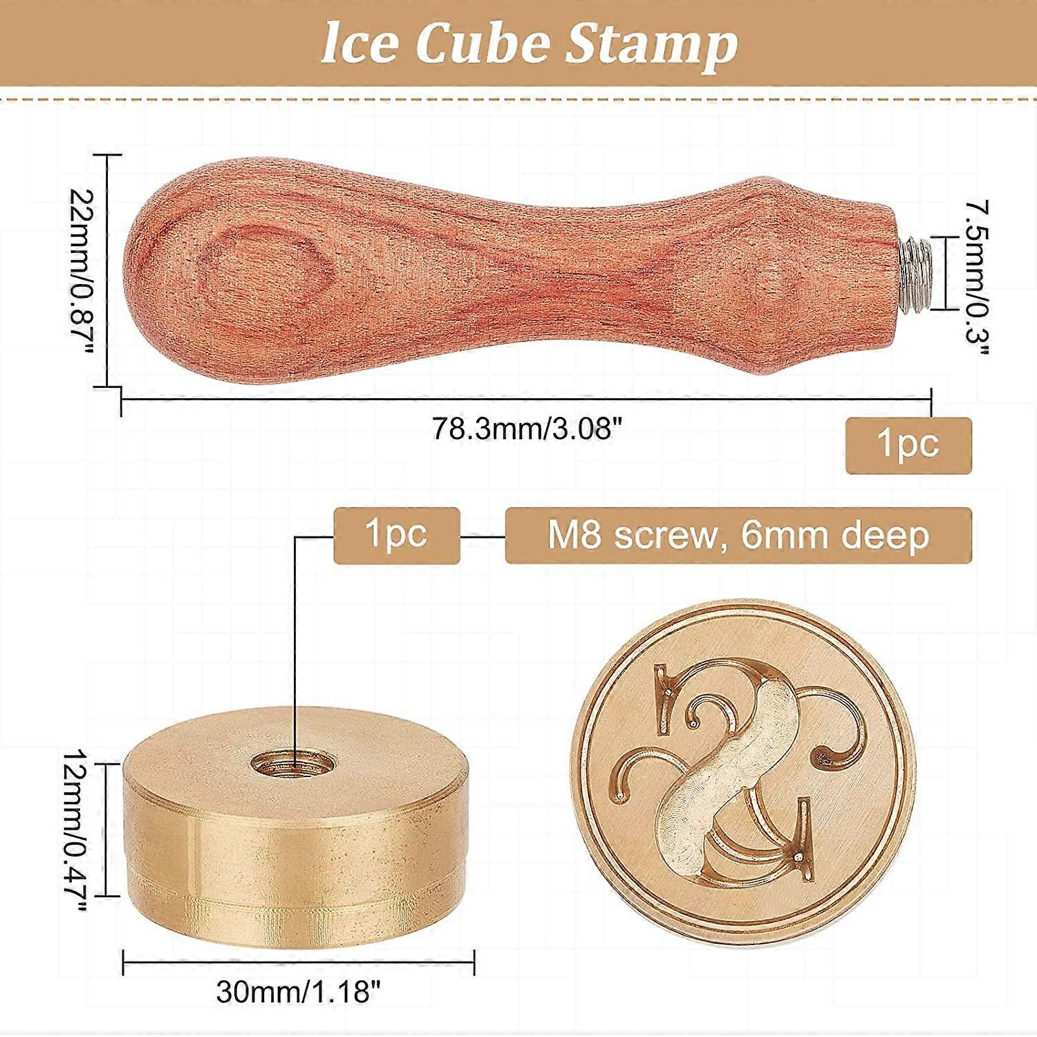 Ice Cube Stamp 1.2" Wooden Seal Stamp Ice Stamp Brass Stamp Head with ...