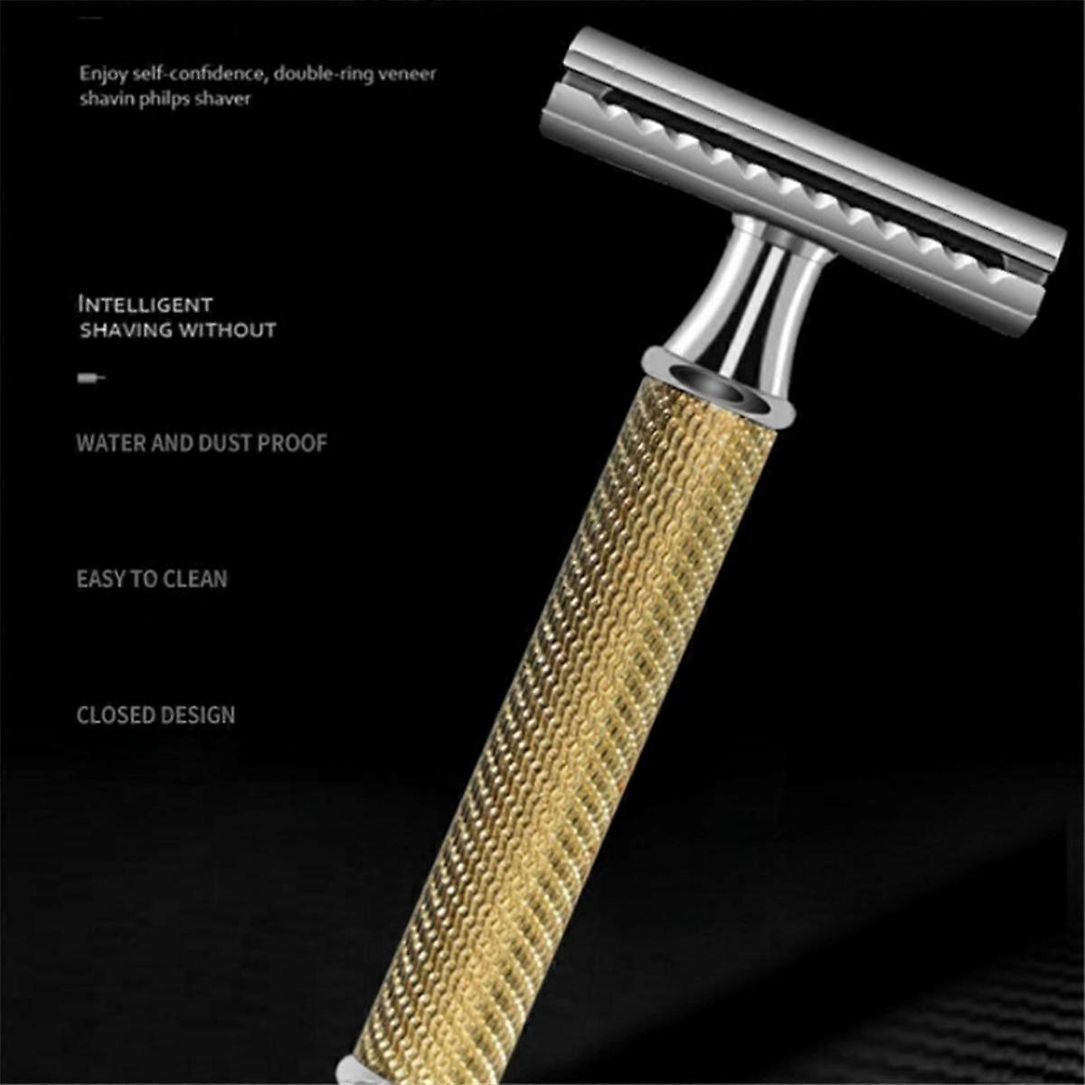 New Mens Folding Shaving Double Edge Classic Shaver Men'S Gold | Fruugo UK