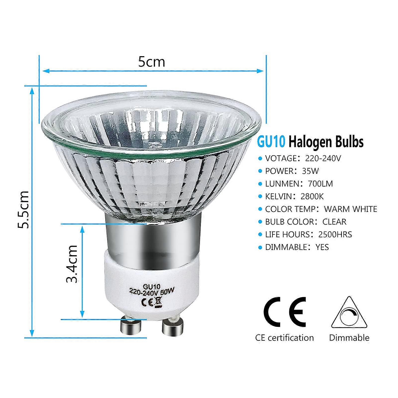 Pack of 8 GU10 Halogen Bulbs 35W,220V GU10 Halogen Spotlight Bulbs2800K ...