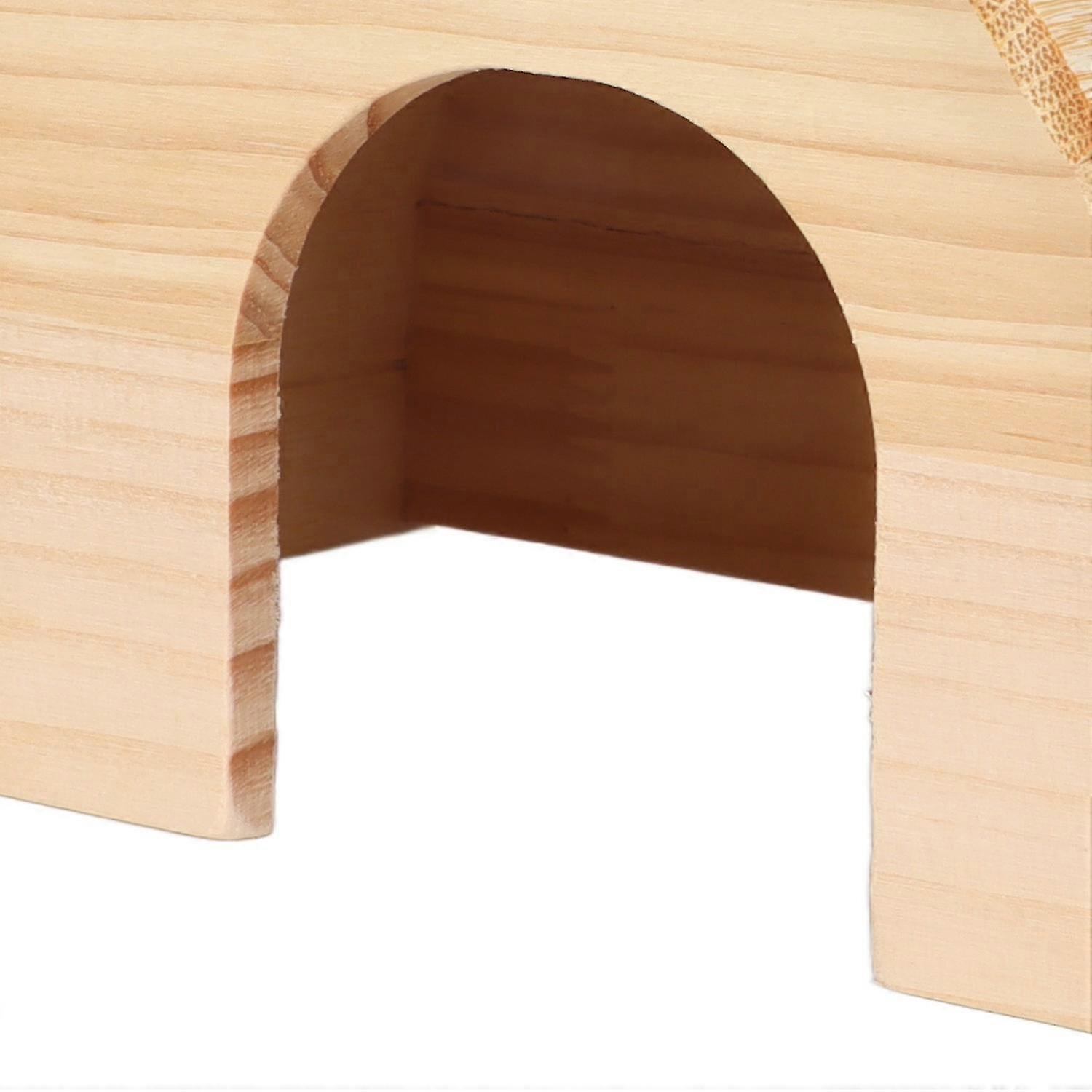 Hamster Wooden House Bite Resistance Arched Guinea Pig Wood Hideout for ...