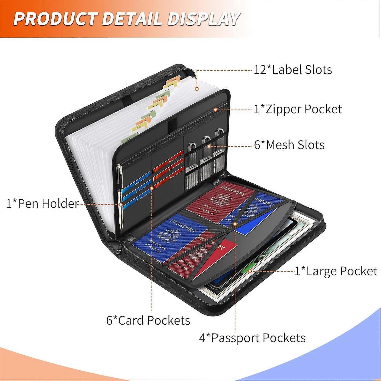 Accordion File Organizer,13 Pockets Fireproof Expanding File Folder ...