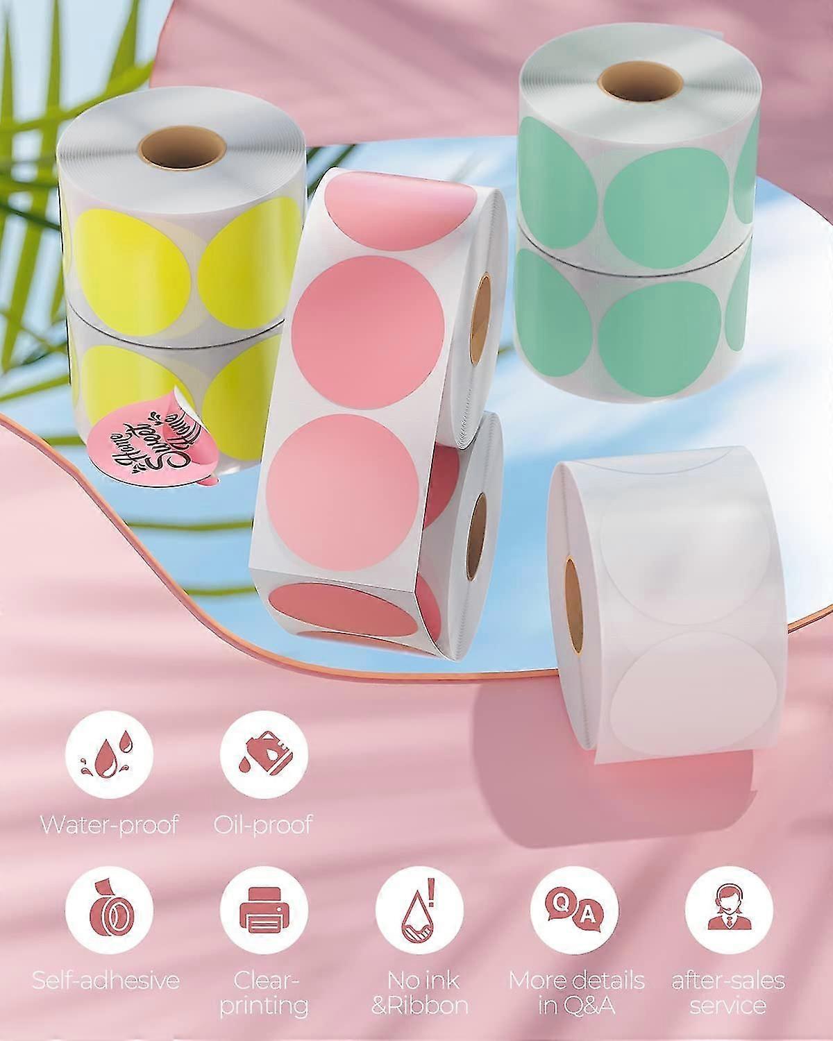 1" Color Circle Thermal Sticker Label, Self-adhesive Round Direct ...