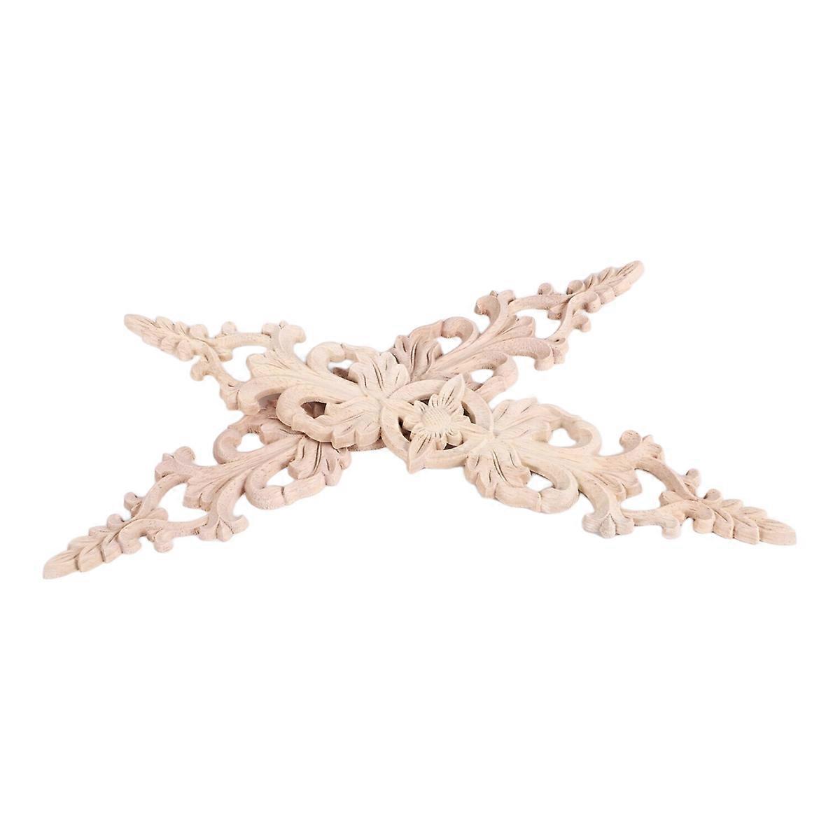 33Cmx6Cm Wood Carved Decal Stripe Corner Appliques Long Hollow Flower ...