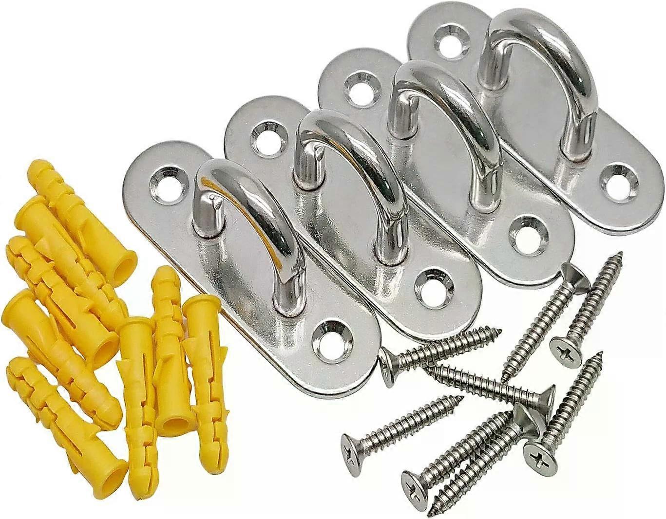 Ceiling Hooks Pad Eyes Plate, 4 Pcs 3.1 Inch 304 Stainless Steel Marine ...