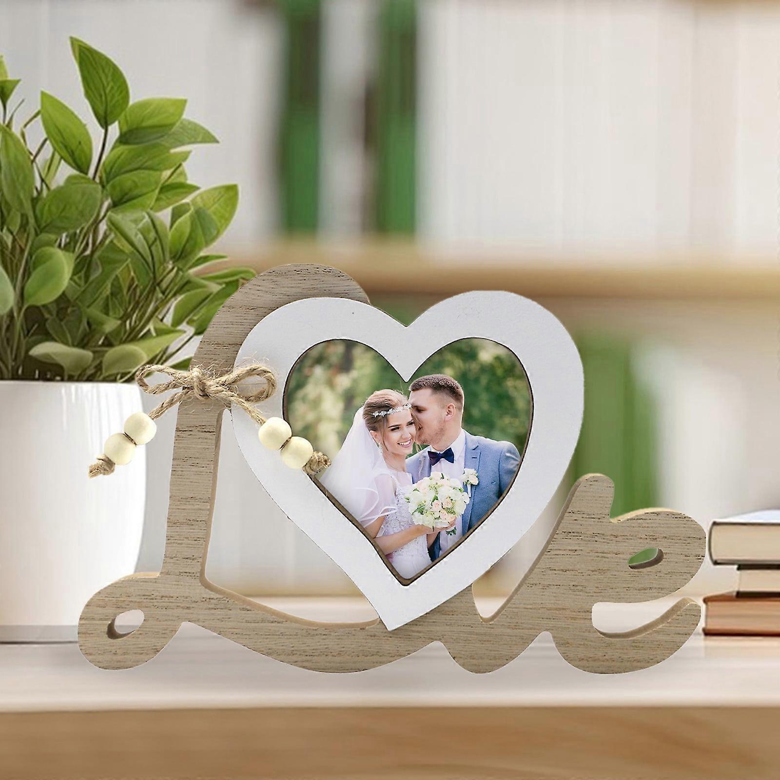 Wooden Picture Frame Gift for Couples, Engraved "Mr & Mrs", Anniversary ...
