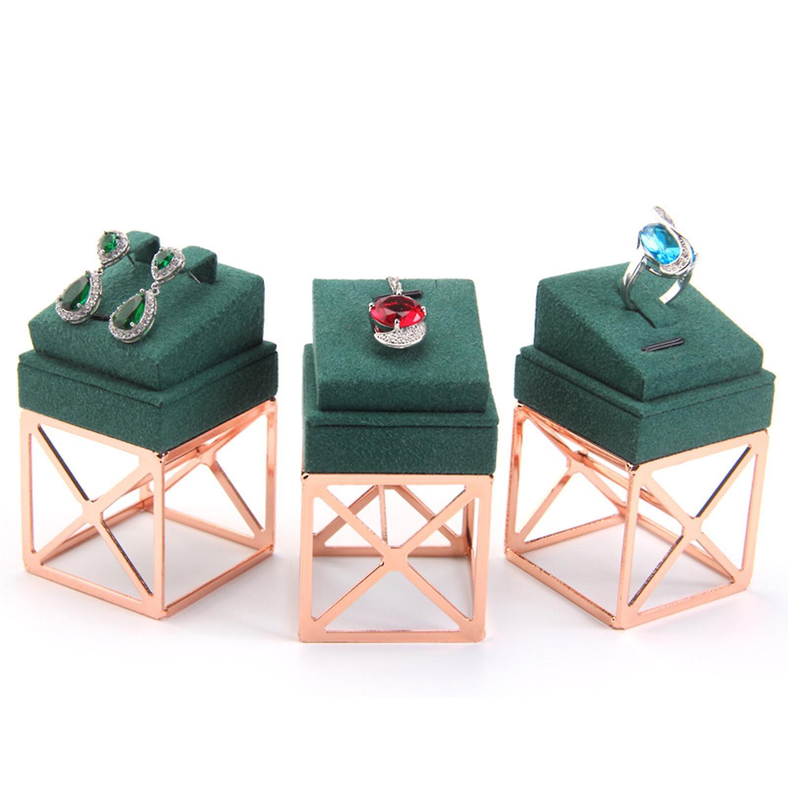 Jewelry Display Stand Tray Showcase Organizer Store for earrings green ...
