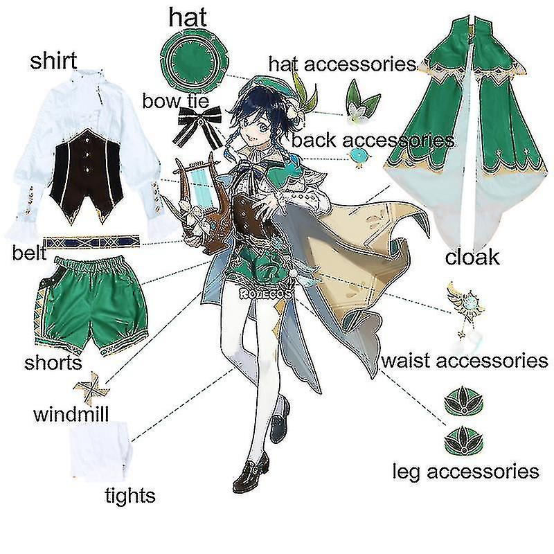 Game Genshin Impact Venti Cosplay Costume Barbatos Green Cosplay ...