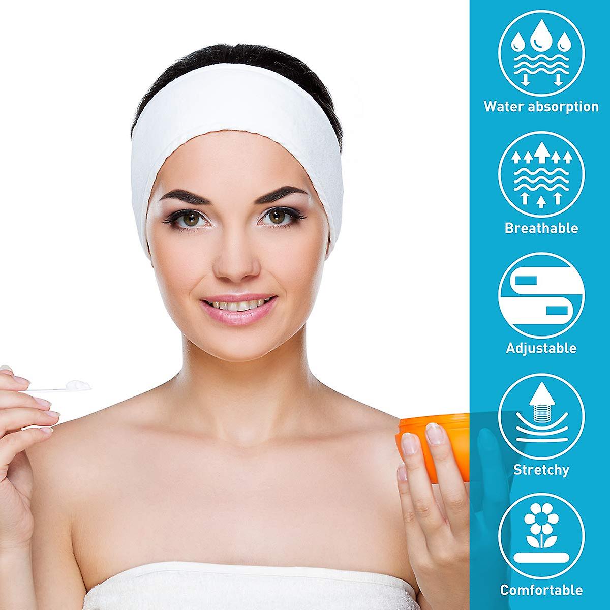 Headband 3 Pack Ultra Soft Adjustable Face Wash Headband Terry Cloth ...