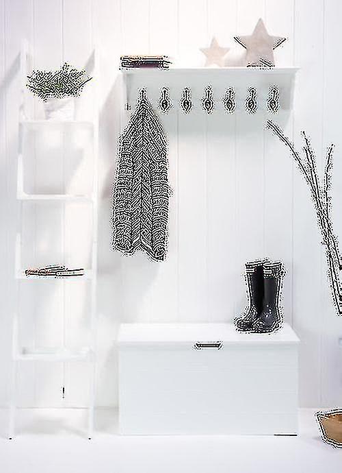 Richmond White Wooden Coat Rack, Wall Mounted With Shelf And Hooks ...