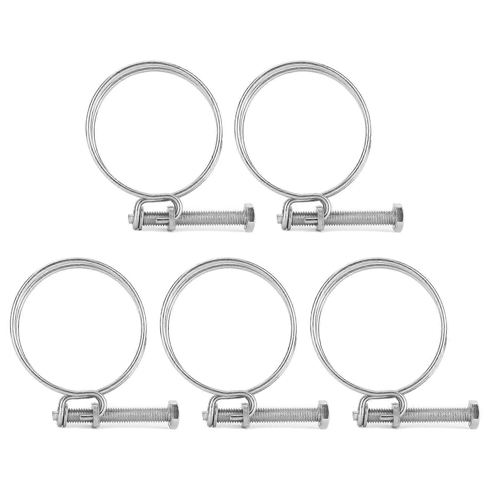 5pcs Double Wire Hose Clamp Adjustable Stainless Steel Wire Tube Clip ...