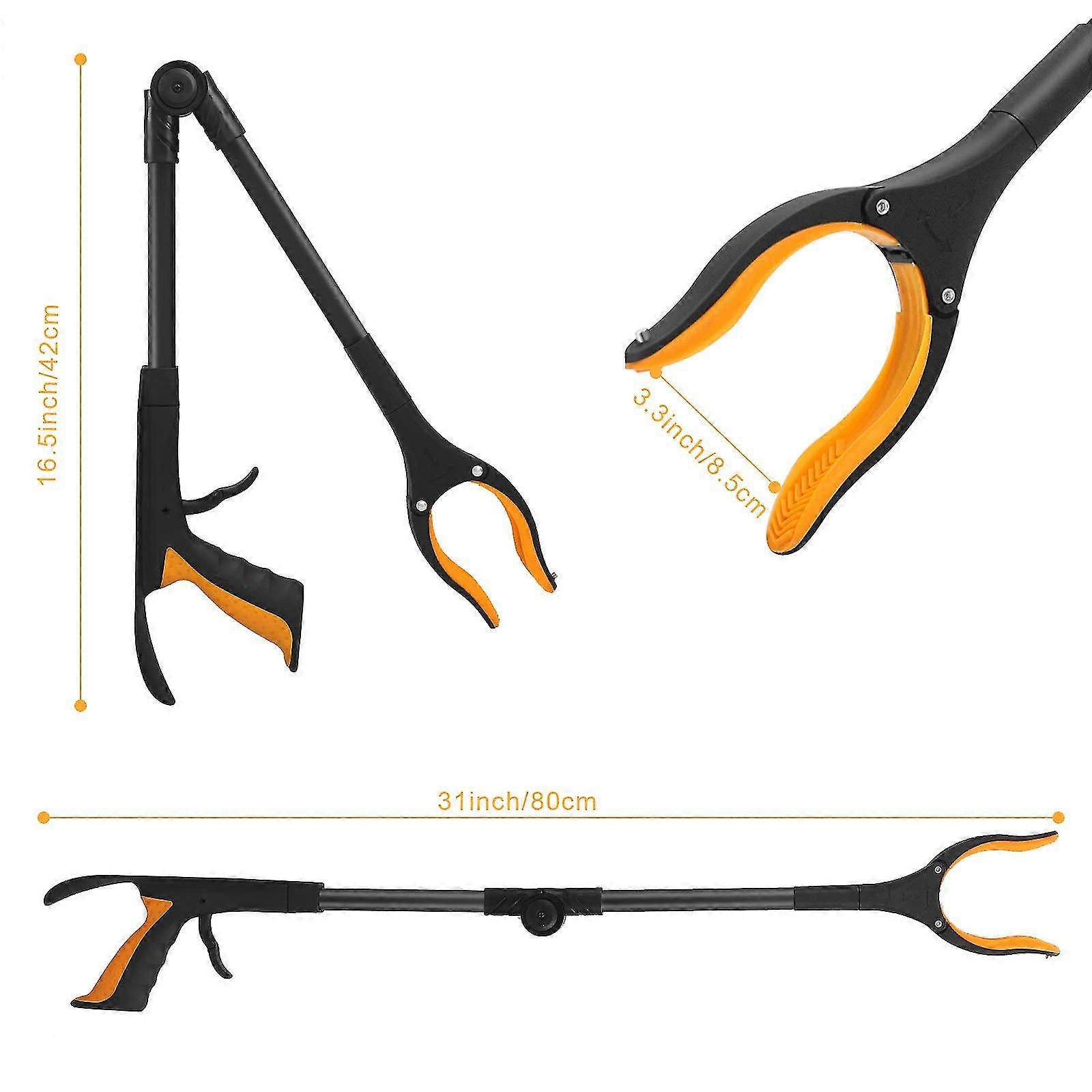 32" Foldable Litter Picker With Shoehorn, 90 Rotating Head Reaching ...