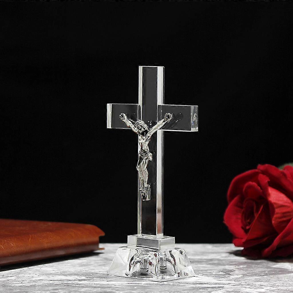 Crystal Jesus For Cross Statue For Home Church Desktop Decoration Craft ...