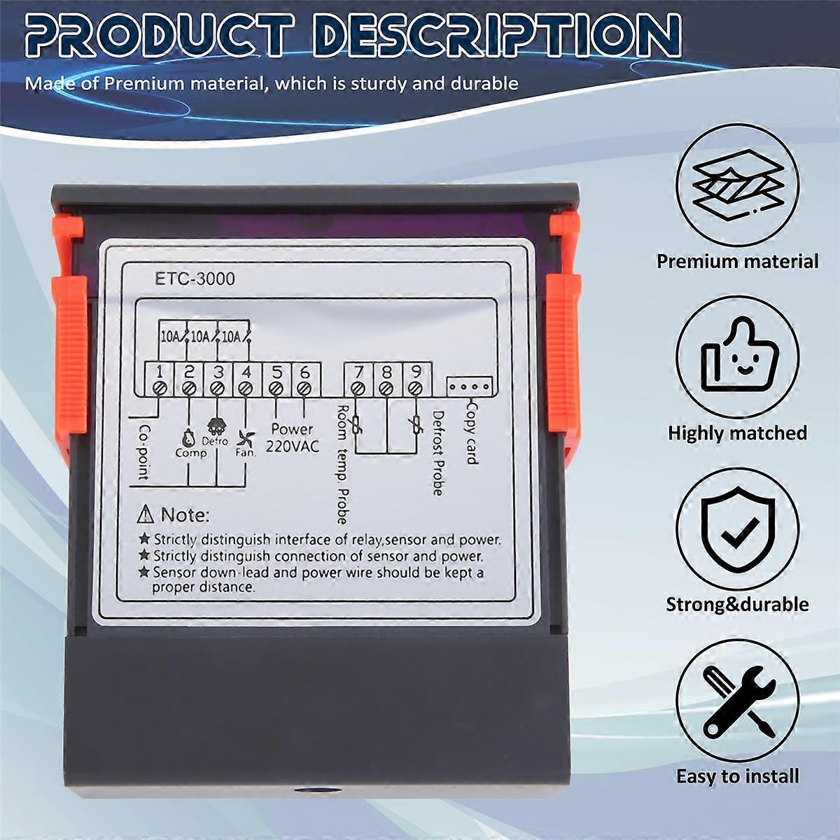 ETC-3000 Mini Temperature Controller Refrigerator Thermostat Regulator Thermoregulator Dual ...