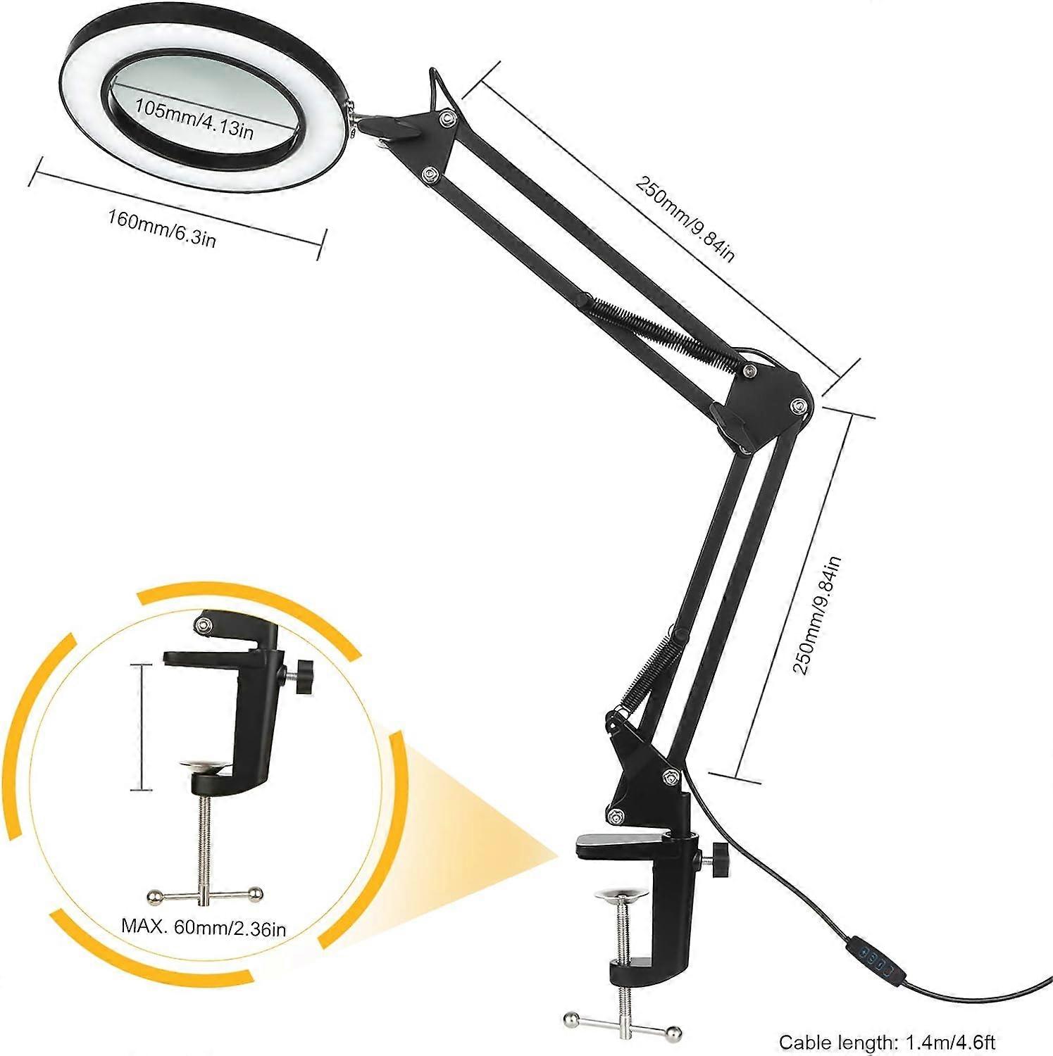 LED Magnifying Lamp with Clamp, Magnifying Glass with 8 Diopter Light 3 ...