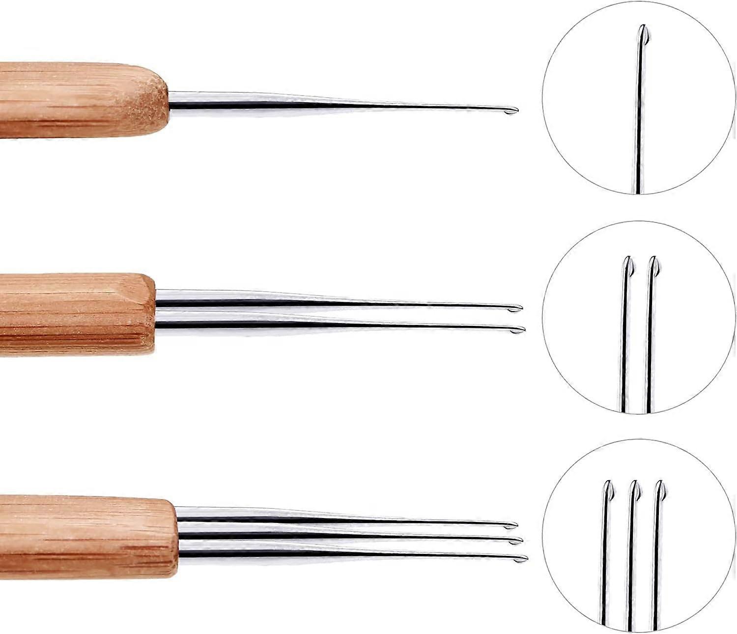 3 Pieces Crochet Needle Hair, Crochet Hook Bamboo Dreadlocks Needle ...