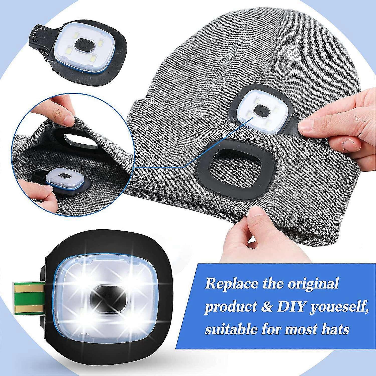 2pcs Usb Rechargeable Light For Led Beanie Hat,replaceable Headlamp Cap ...