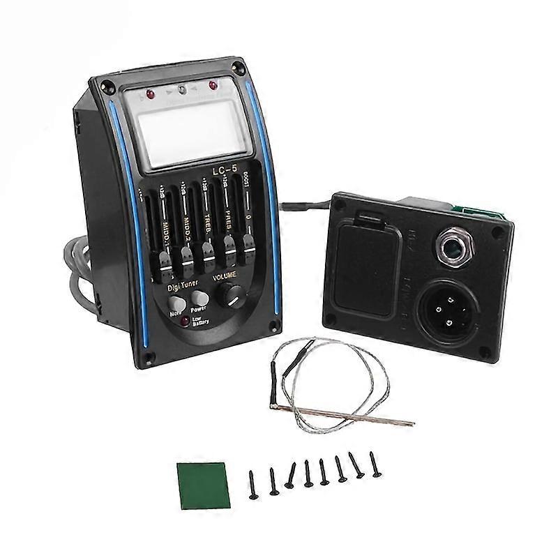 Professional 5-Band EQ Guitar Bass Preamp with LCD Tuner and Piezo ...