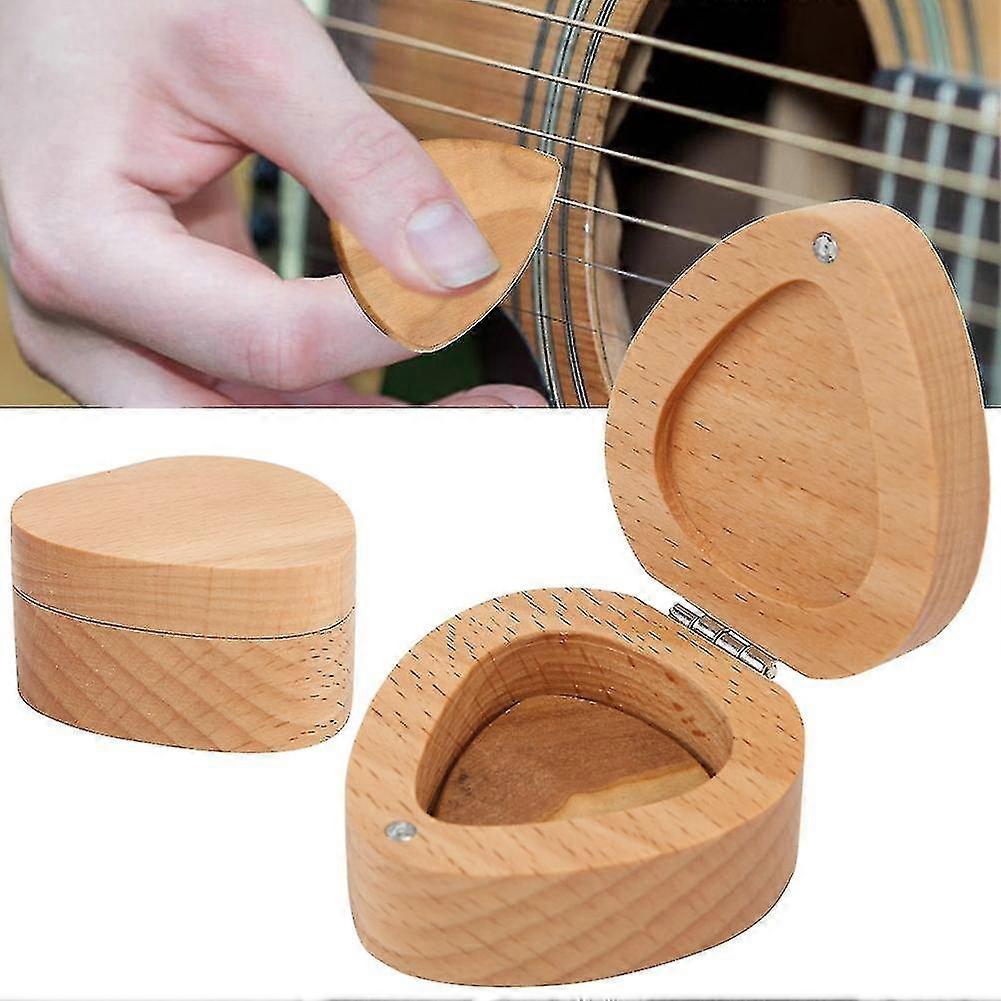 Wooden Guitar Picks Case Holder Container Plectrum Storage Box Musical ...
