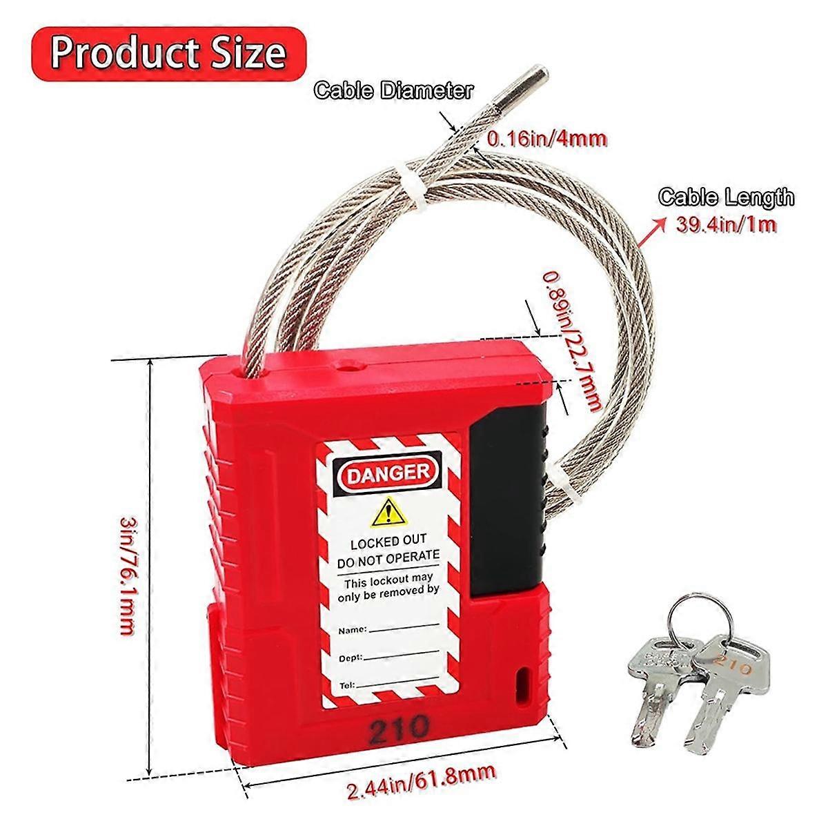 Lockout Tagout Cable Lock - 3.3ft Adjustable Cable Lock, Steel Cable ...