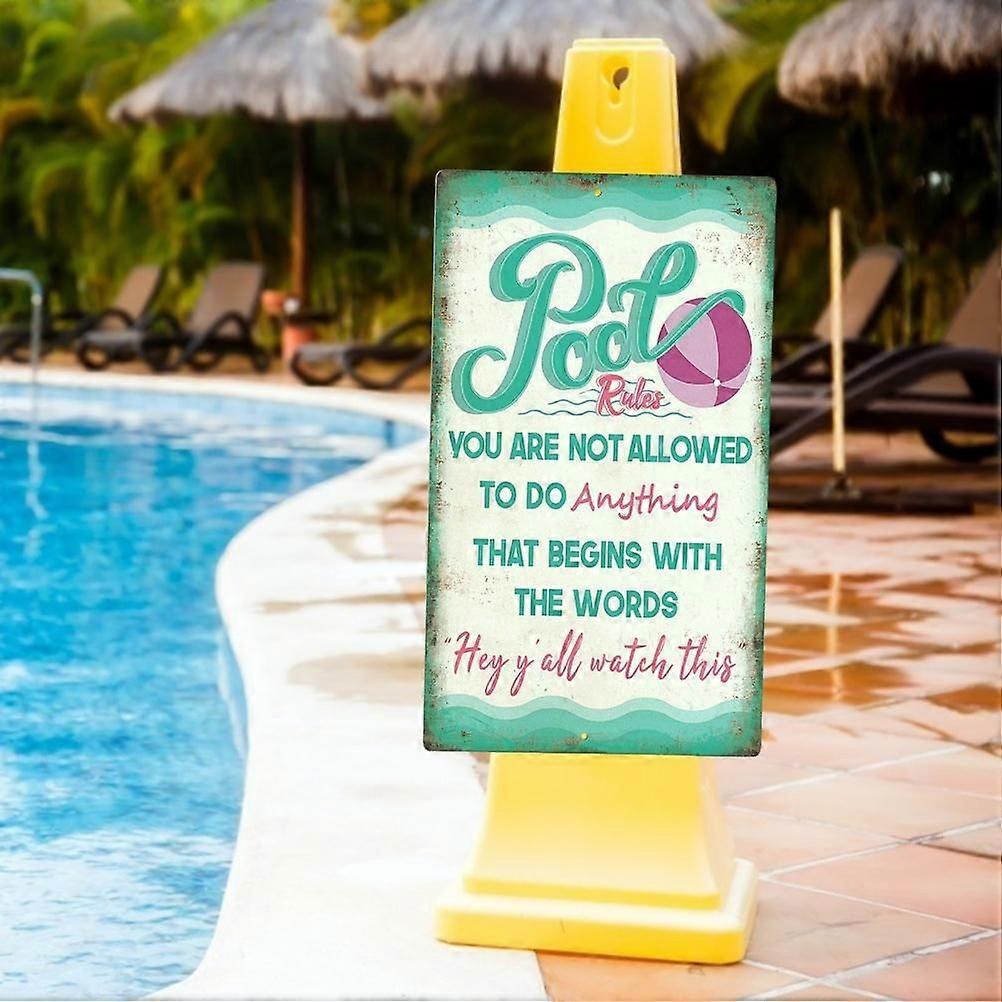Funny Pool Rule Sign Swimming Pool Signage Metal Pool Sign for Pool ...