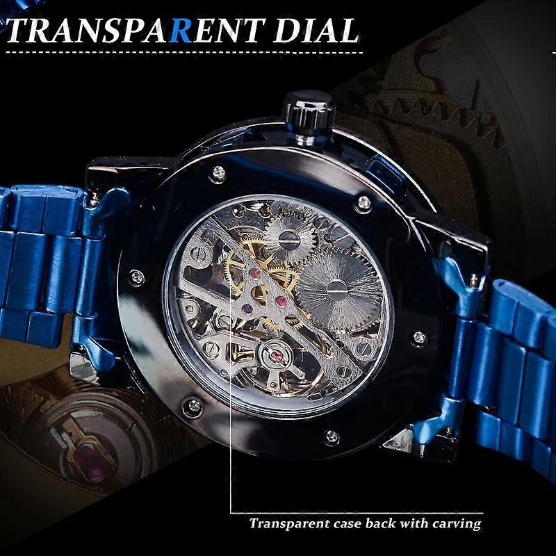 Winner Leisure Skeleton Diamond Luminous Pointer Watch Men Manual ...