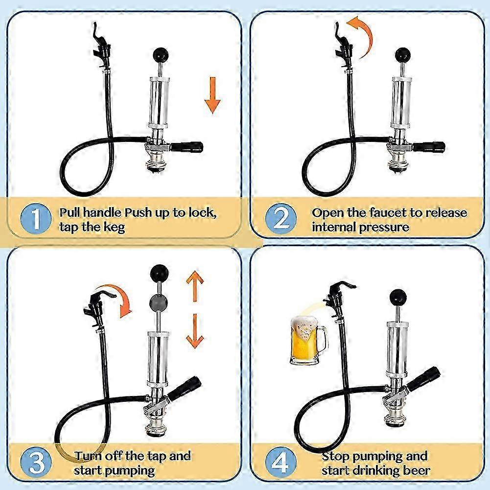 Party Pump, D System 4 inch Chrome Beer Pump with Beer Faucet, for ...