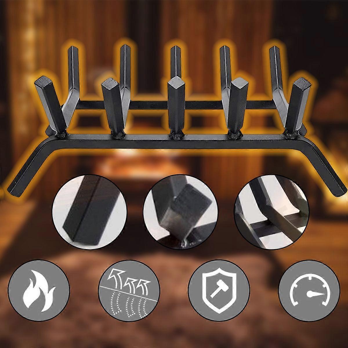 Fireplace Grate Solid Steel Heavy Duty Firewood Log Burning Rack Fire ...