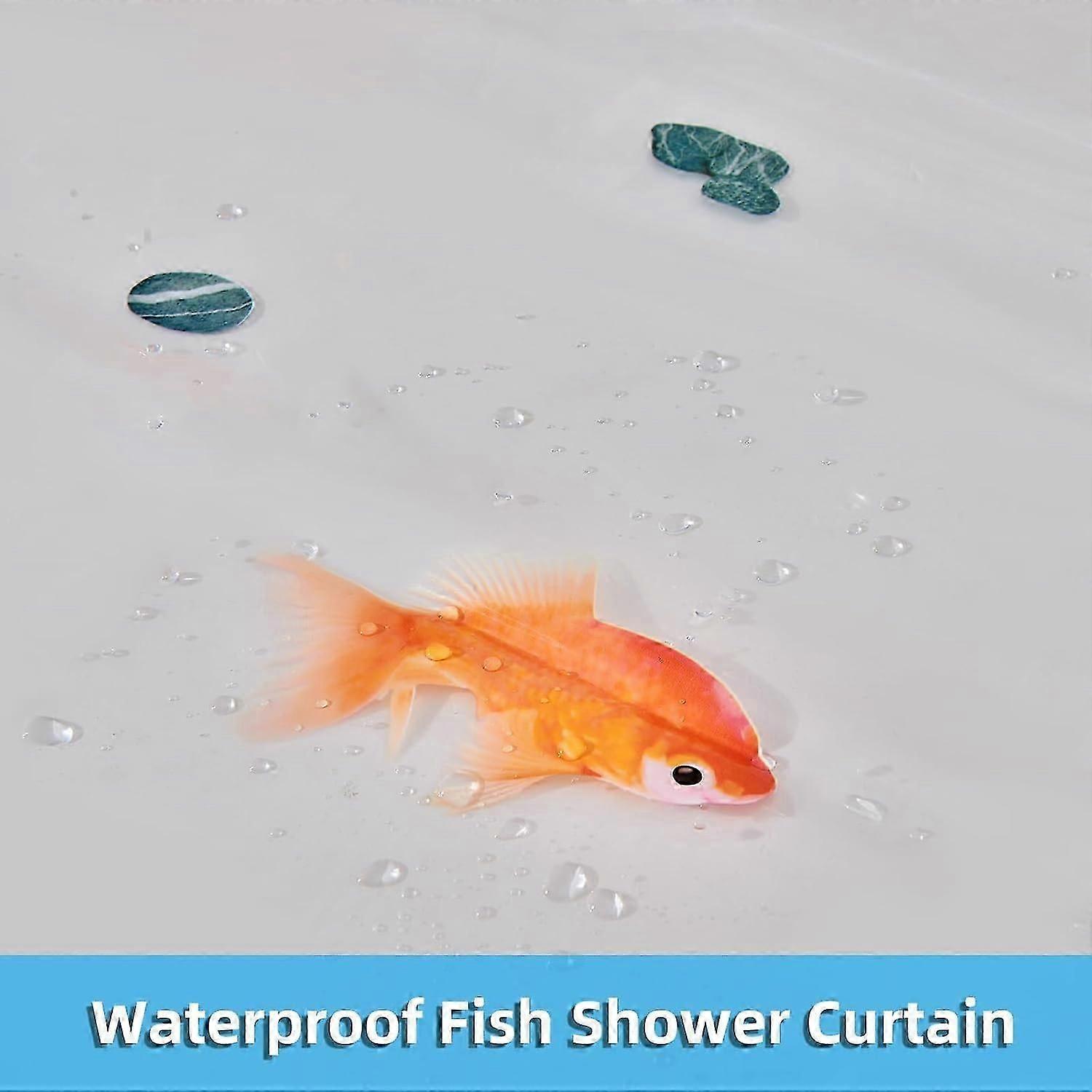 unique Goldfish Clear Shower Curtain, 78" W x 72" L Waterproof ...