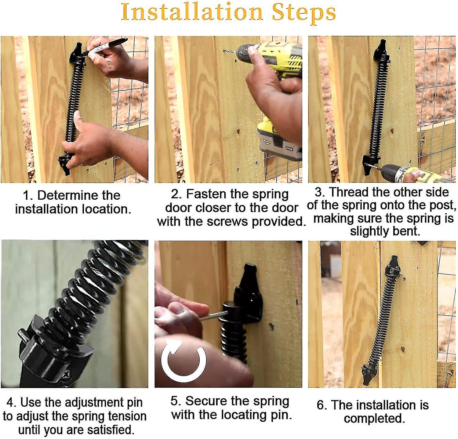 Self Closing Gate Spring Hardware Adjustable Metal Spring Closure ...