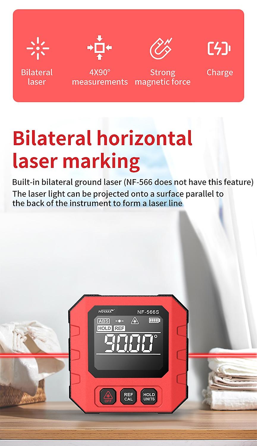 4*90° Portable Digital Inclinometer Backlight Digital Protractor Slope ...