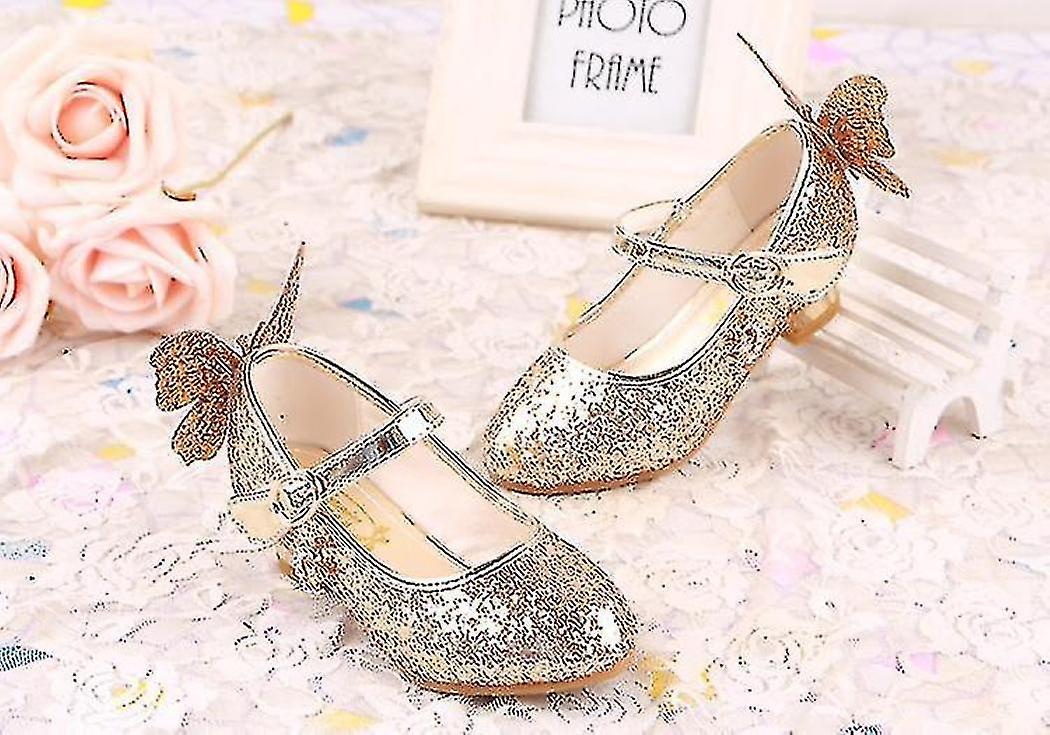 Kids Leather Shoes For Girls Princess Glitter Children High Heel Girls Shoes Butterfly 3d332 ...