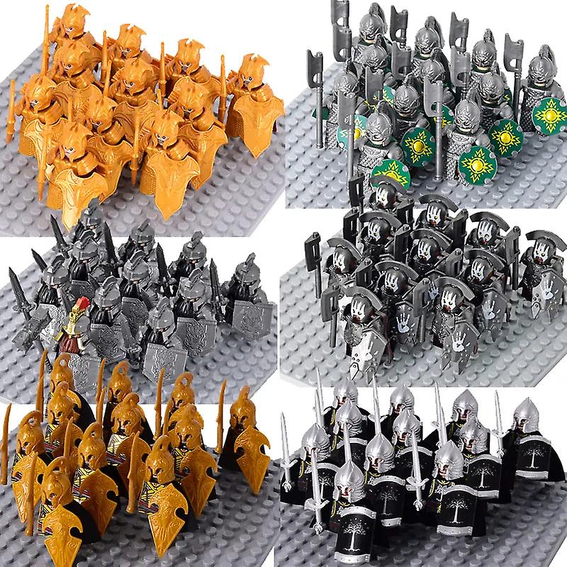 Moc Medieval Dwarf Warrior Elves Knights Lotr Figures Building Blocks ...