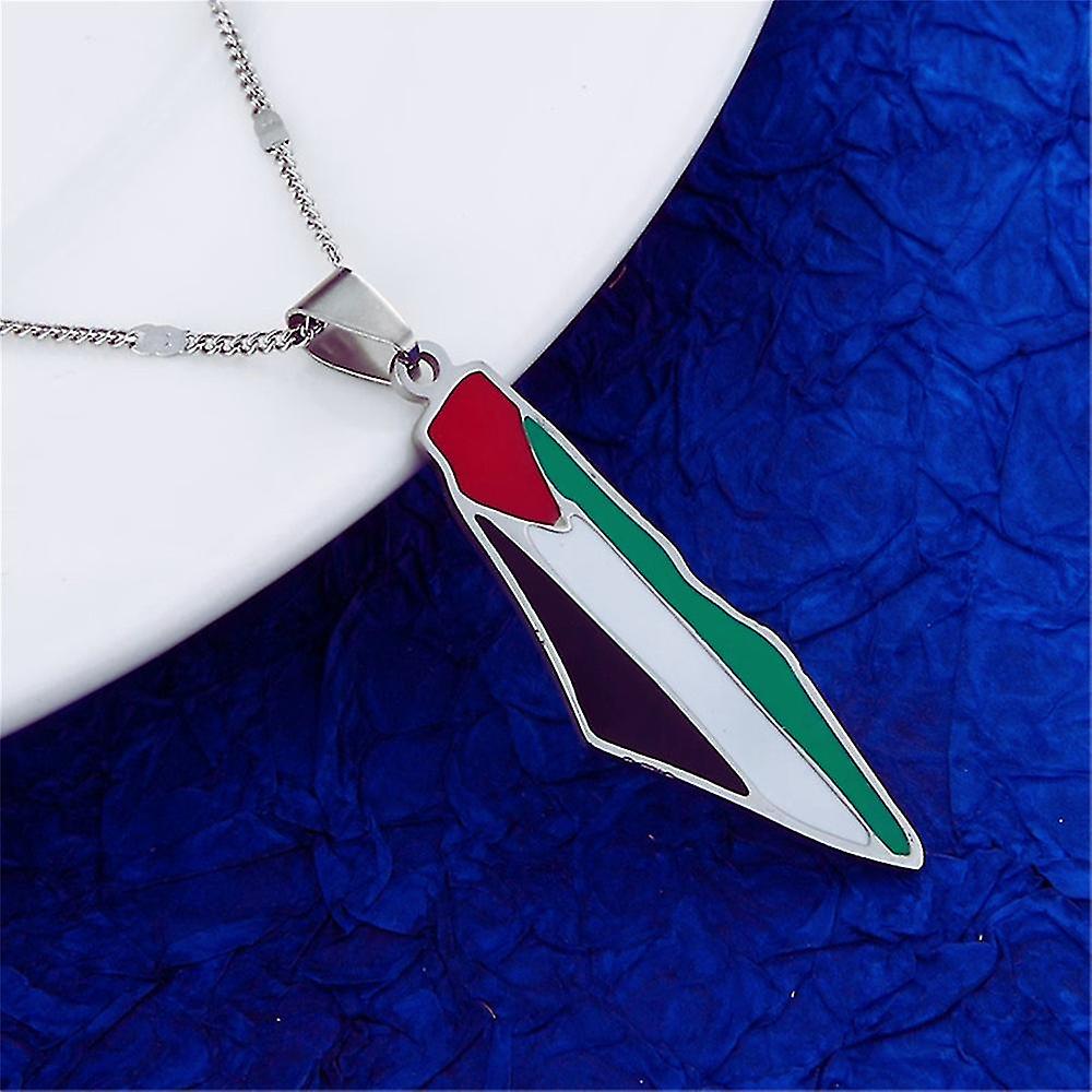 Stainless Steel Israel Palestine Map Flag Pendant Necklaces For Women ...
