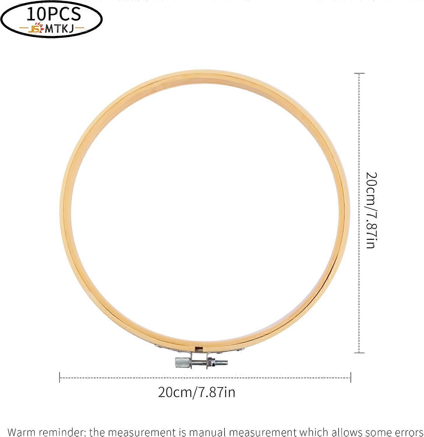 10 Pieces Embroidery Hoops, 20cm Bamboo Embroidery Tambours, Adjustable ...